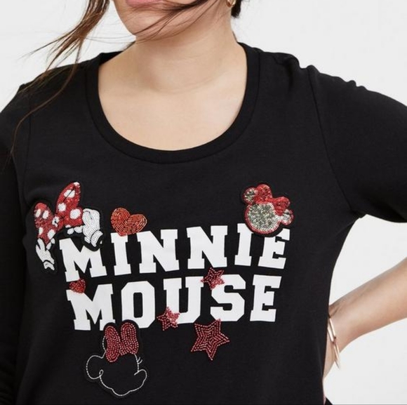 torrid | Tops | Torrid Disney Minnie Mouse Embellished Black Sweatshirt ...